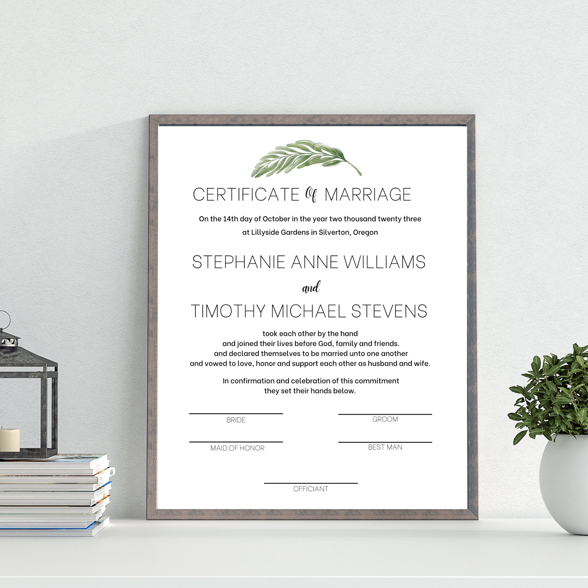 Editable Marriage Certificate Template, Printable Marriage Certificate ...