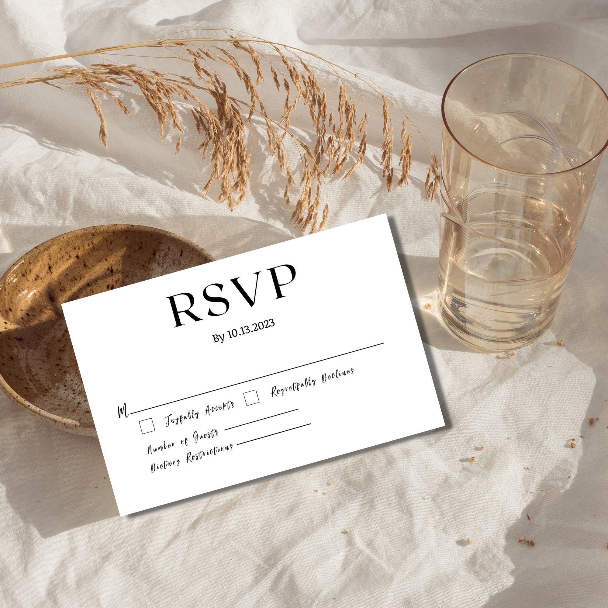 Simple Wedding RSVP Card Template, Modern Wedding Reply Card ...