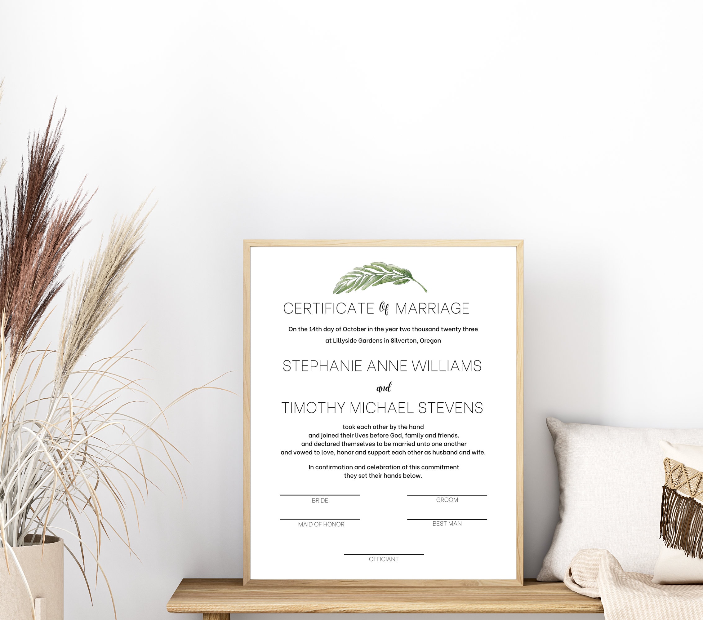 Editable Marriage Certificate Template, Printable Marriage Certificate ...