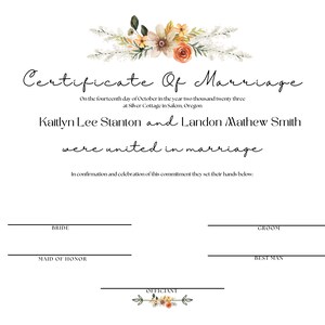 Editable Marriage Certificate Template, Printable Marriage Certificate ...