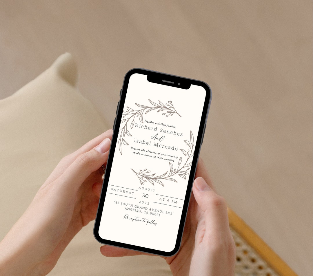 Iris Floral Wreath Wedding Invitation Custom, Simple Modern Sketched ...