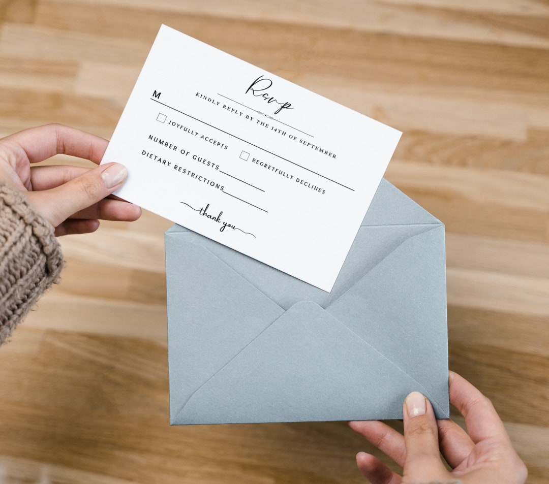 Wedding RSVP Card Template, Modern Wedding Reply Card, Minimalist ...
