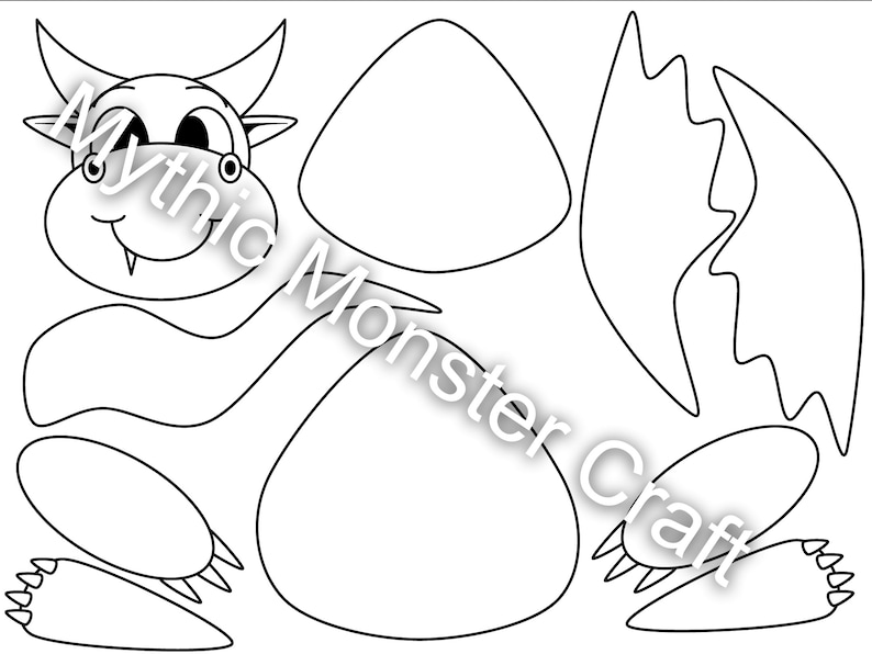 Kid Dragon Paper Craft - Printable Template, Instant Digital Download ...