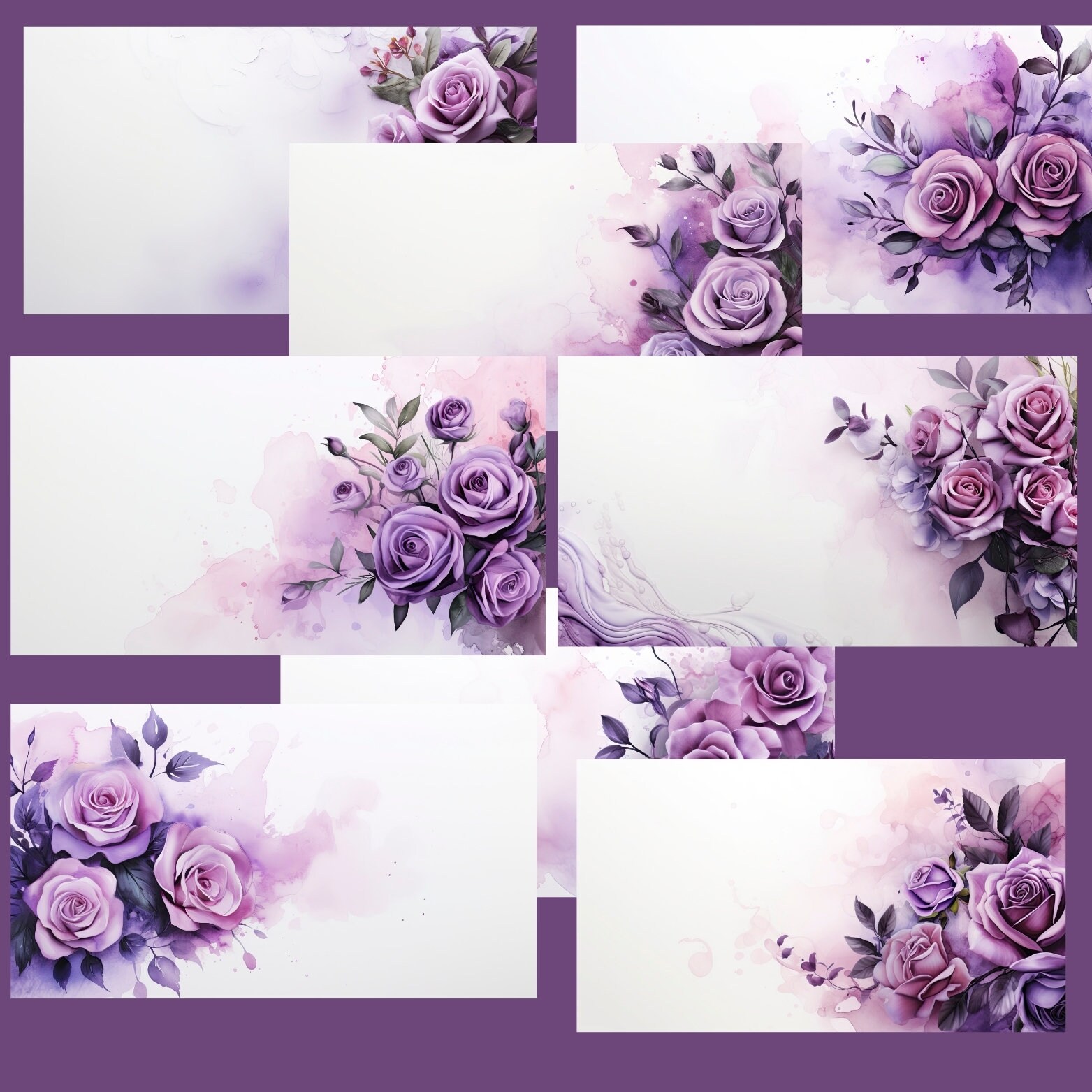 12 Purple Floral Printable Paper Seamless Digital Download Purple ...