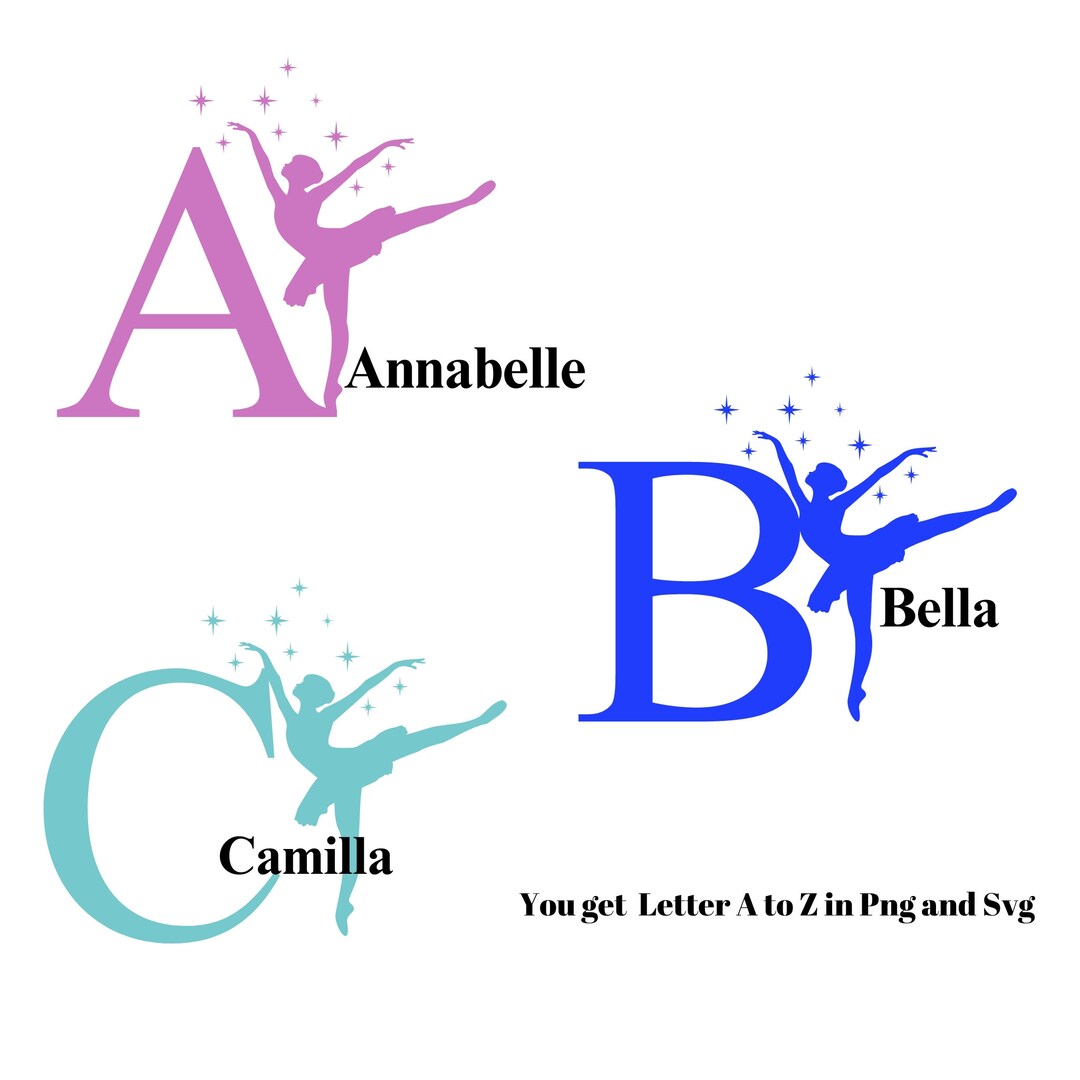 Ballerina Monogram SVGPNG, Split Monogram Frame Alphabet , Family ...