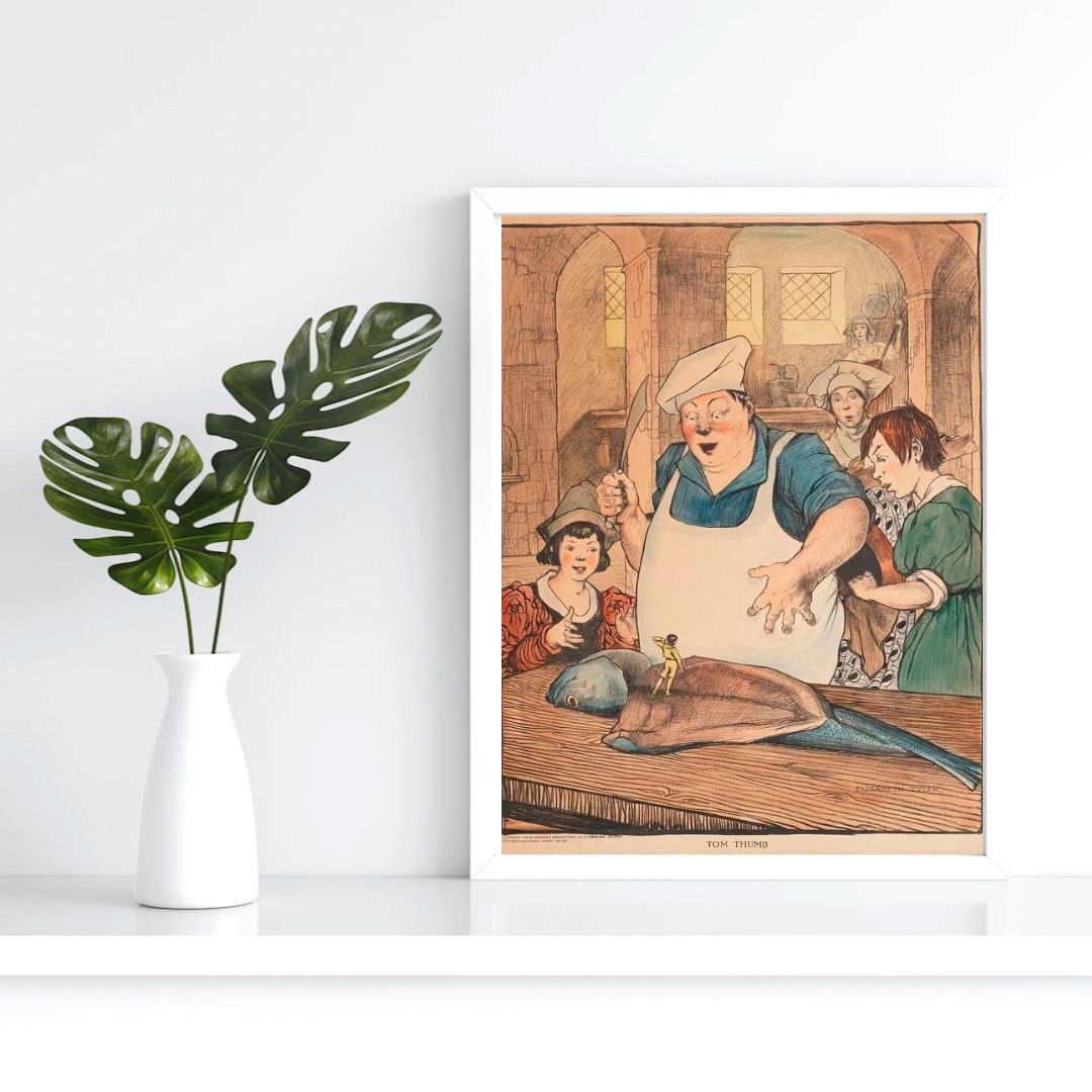 Vintage Tom Thumb Fairy Tale Poster by Elizabeth Tyler, Wall Art for ...