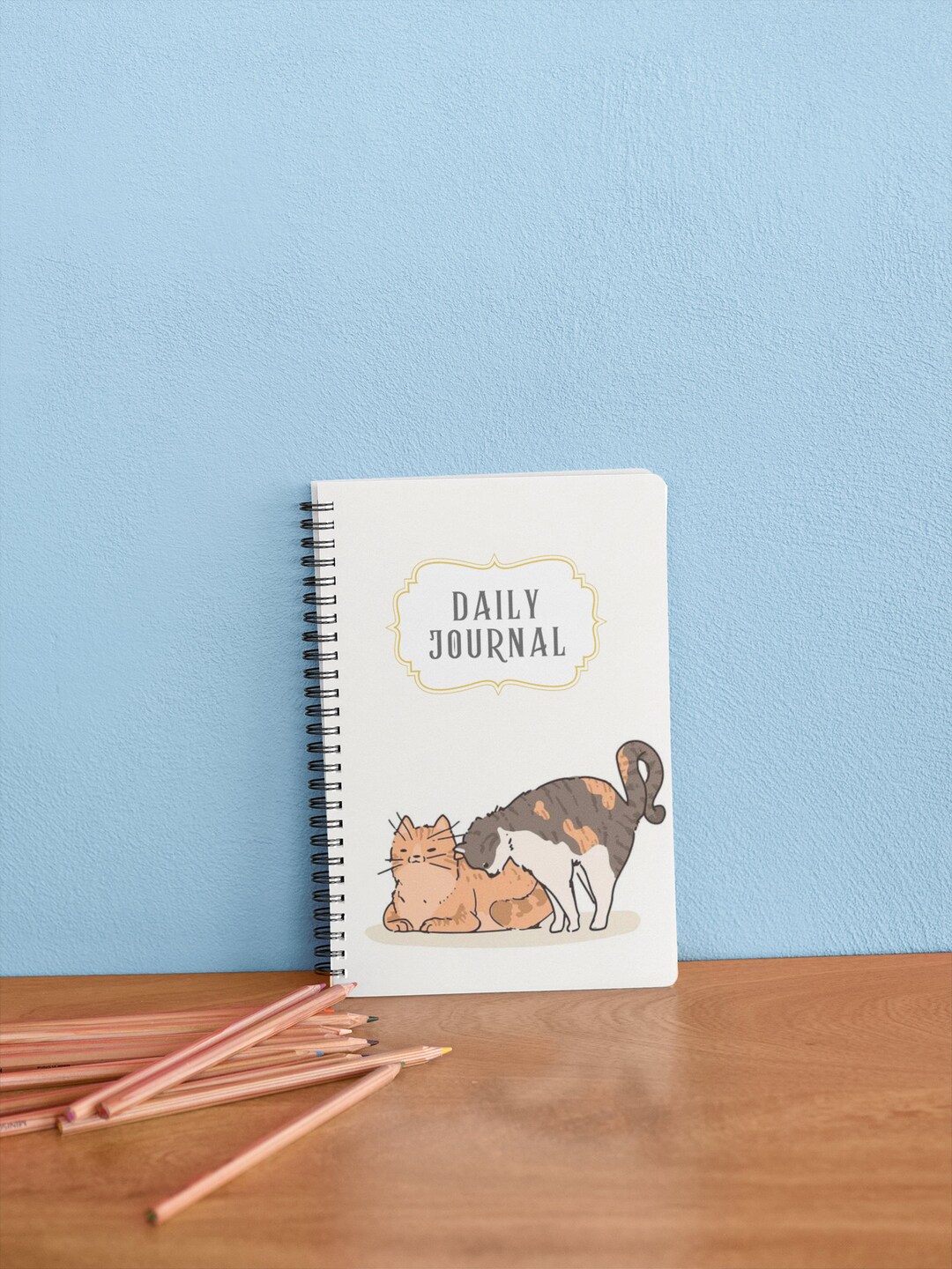 Cute Cats in Love Spiral Notebook, Beige Cat Lovers Journal, Perfect ...