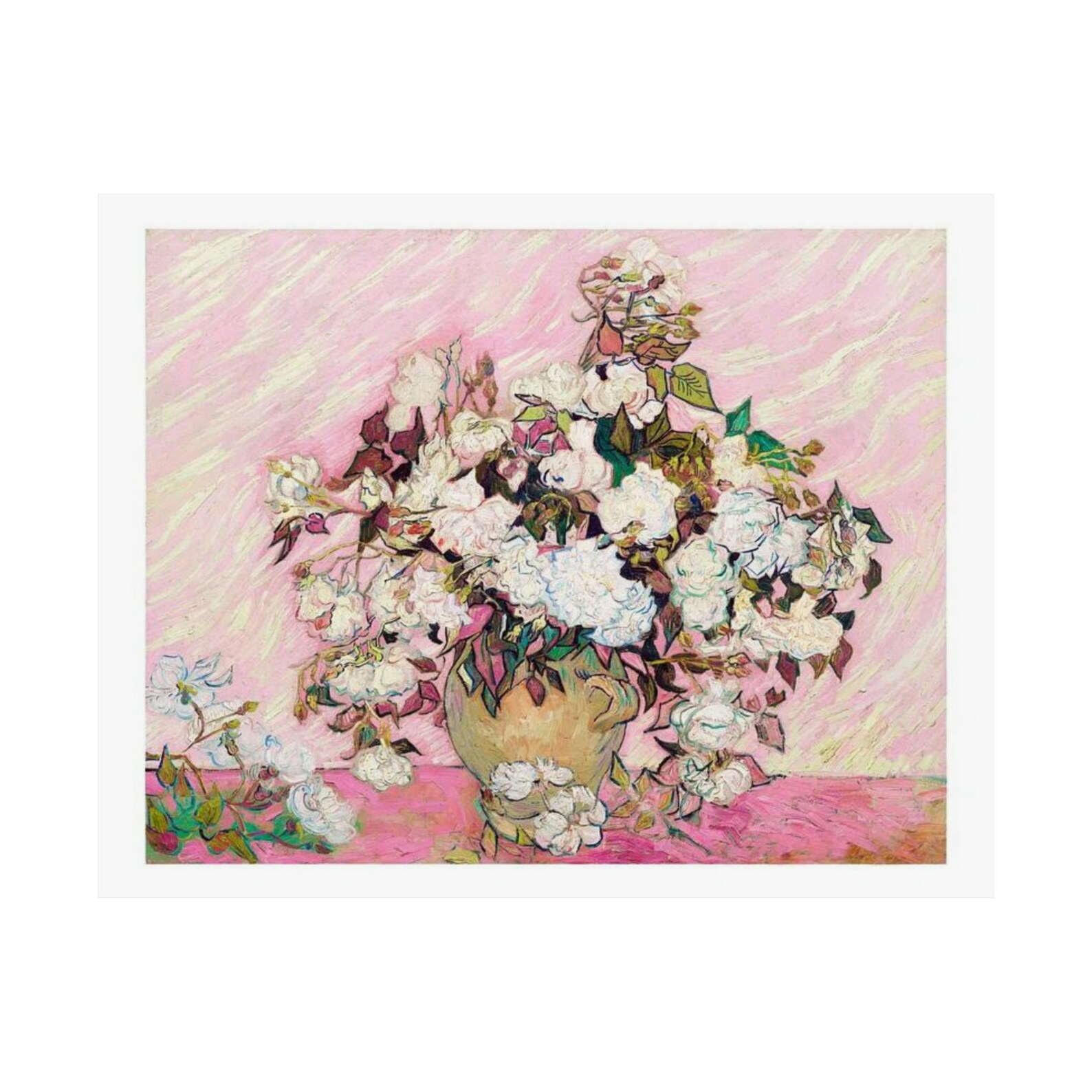Vincent Van Gogh Pink Roses Print, 1890 Impressionist Art Reimagined ...
