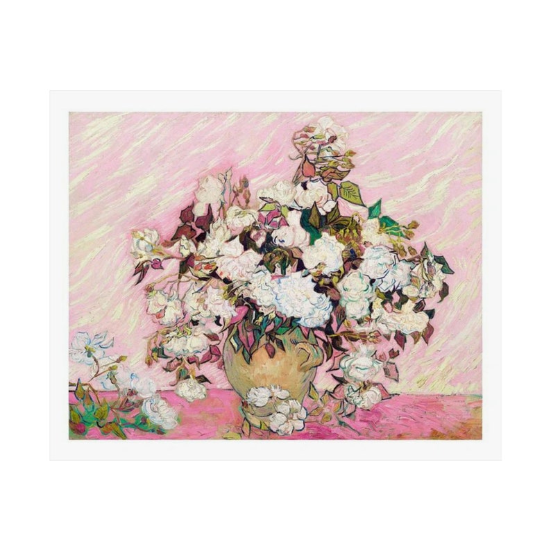 Vincent Van Gogh Pink Roses Print, 1890 Impressionist Art Reimagined ...