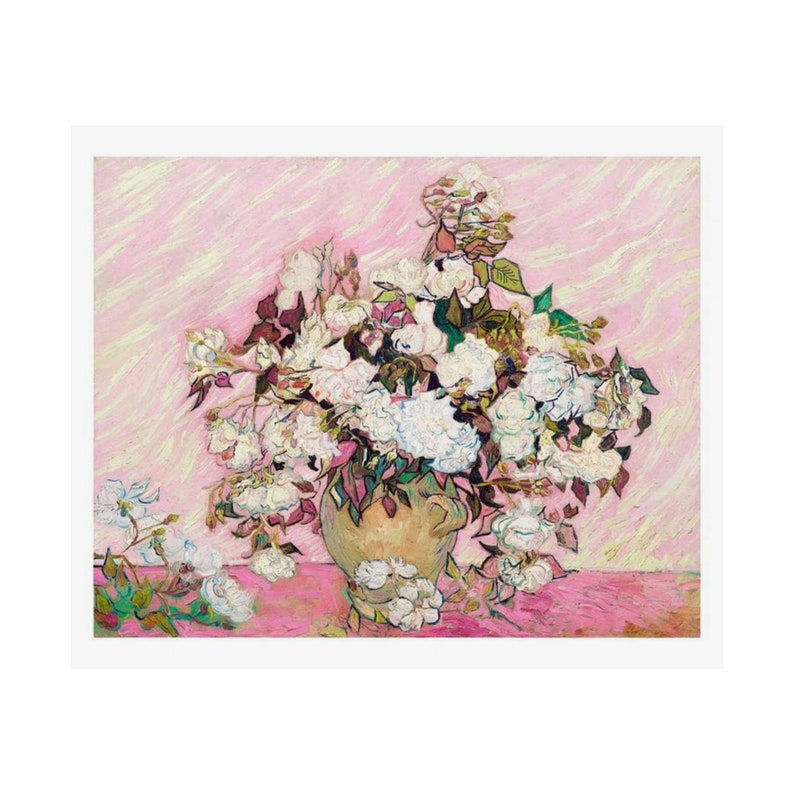 Vincent Van Gogh Pink Roses Print, 1890 Impressionist Art Reimagined ...