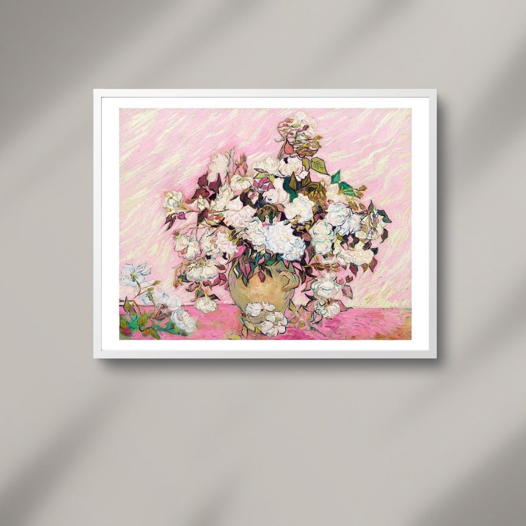Vincent Van Gogh Pink Roses Print, 1890 Impressionist Art Reimagined ...