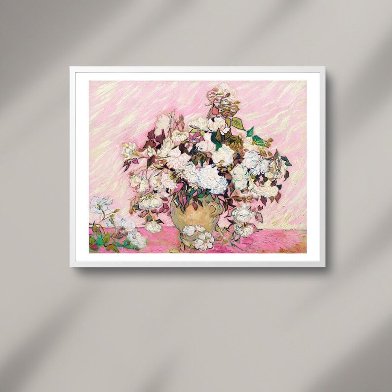 Vincent Van Gogh Pink Roses Print, 1890 Impressionist Art Reimagined ...