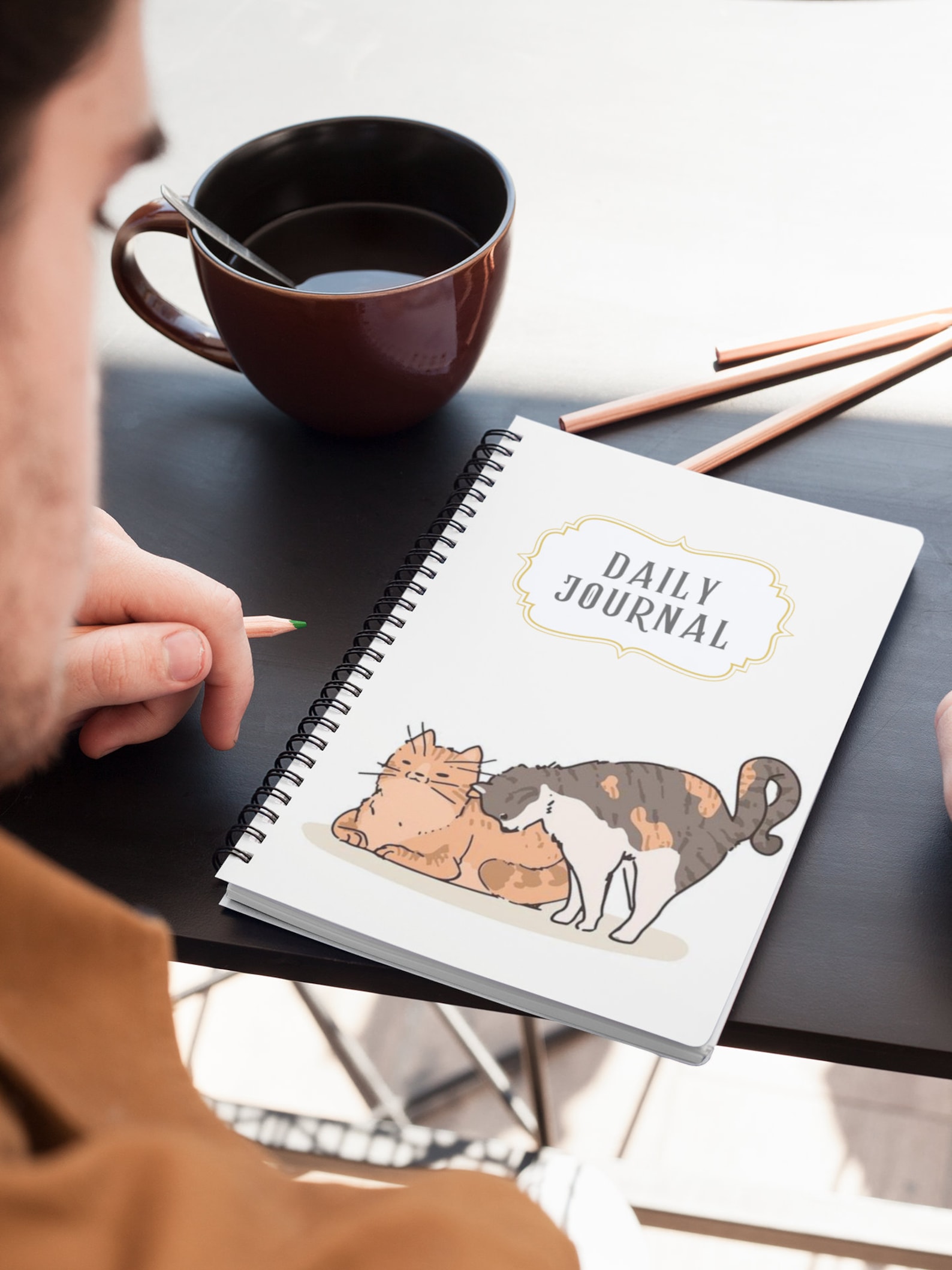 Cute Cats in Love Spiral Notebook, Beige Cat Lovers Journal, Perfect ...