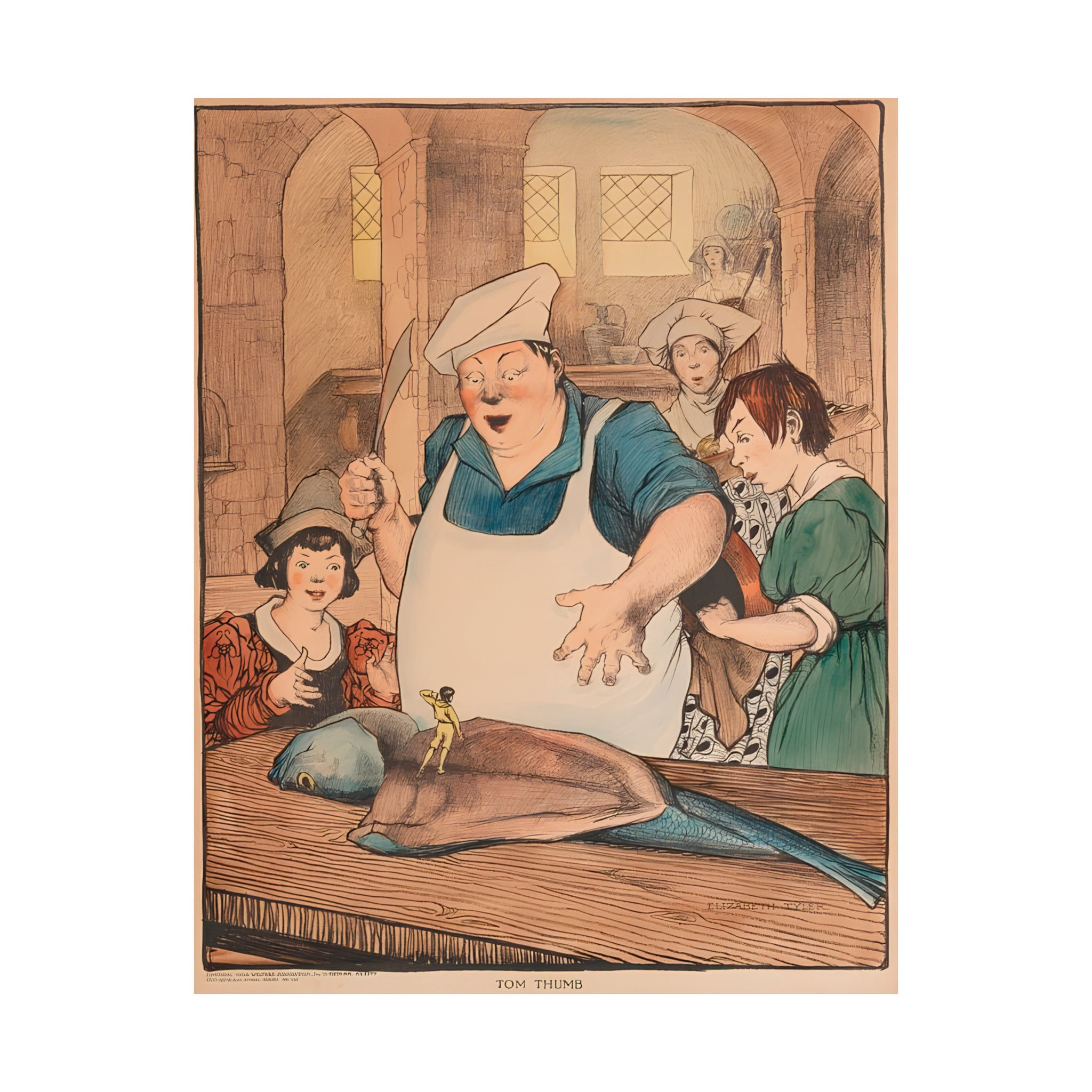Vintage Tom Thumb Fairy Tale Poster by Elizabeth Tyler, Wall Art for ...