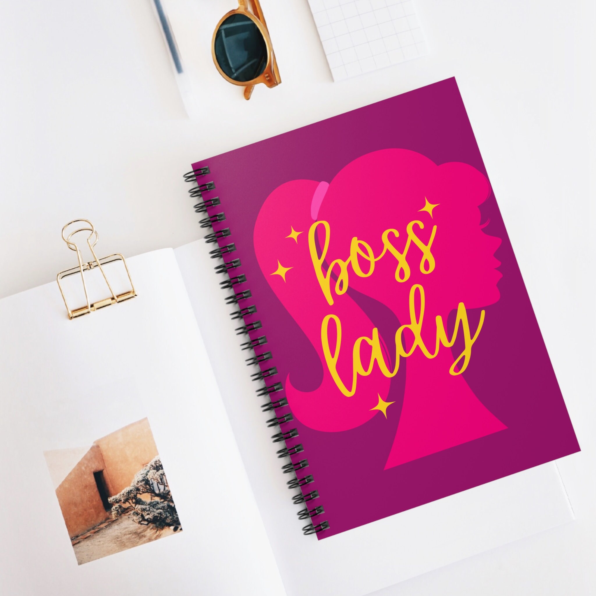 Barbie Inspired Boss Lady Notebook, Stylish Pink and Yellow Diary ...