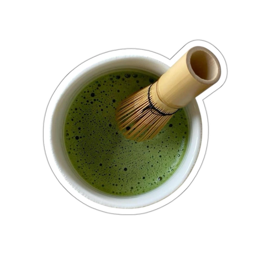Matcha Whisk Sticker, Realistic Top View Cup Sticker, Green Tea Lover ...
