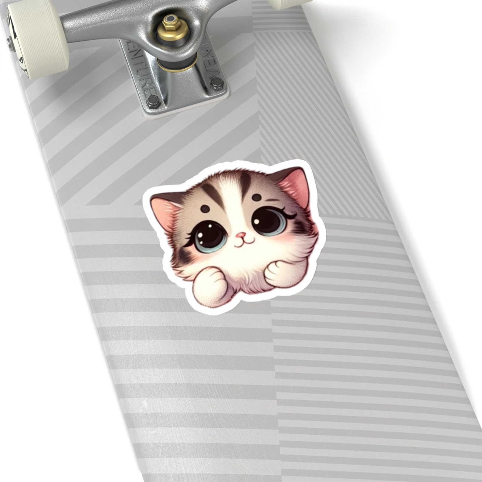 Cute Animated Kitten Vinyl Decal, Cat Sticker for Laptop and Water ...