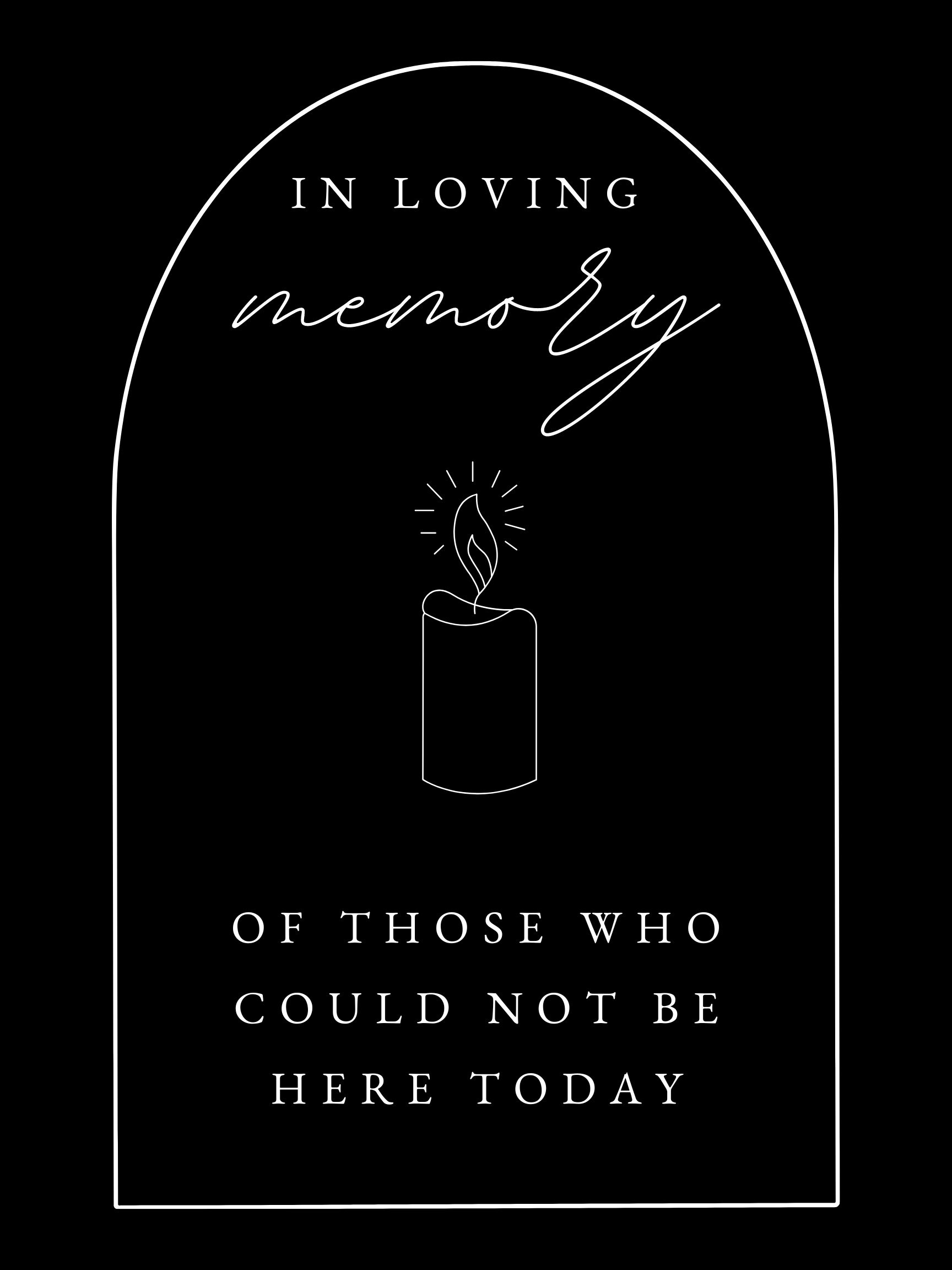 Minimalist Memorial Table Signage - Digital Download - Etsy