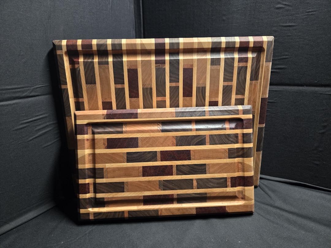 Handcrafted End Grain Cutting Board Set – Brick Pattern, Walnut Cherry ...