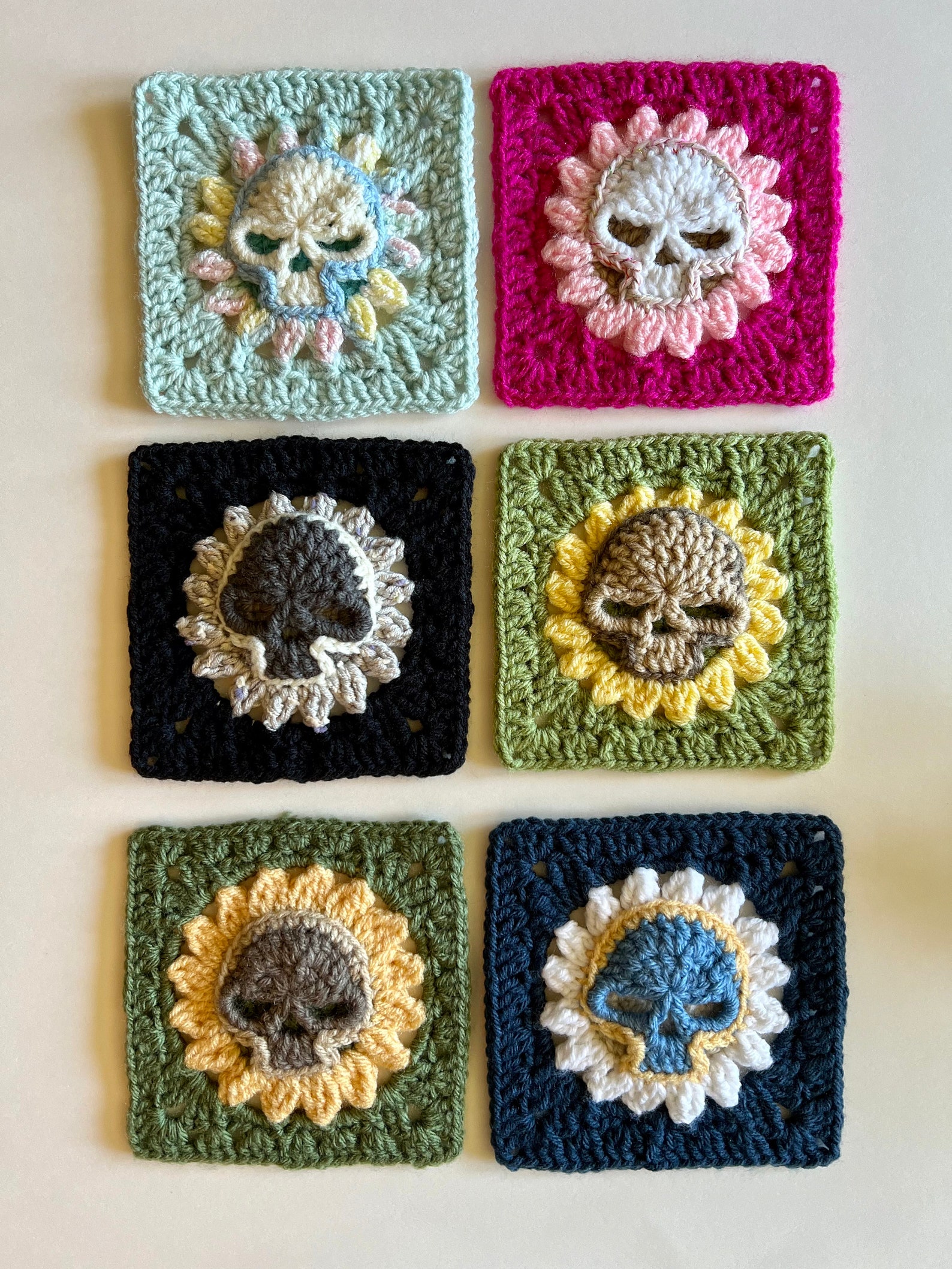Skull Granny Square: Crochet Skull Sunflower Granny Square PATTERN ...