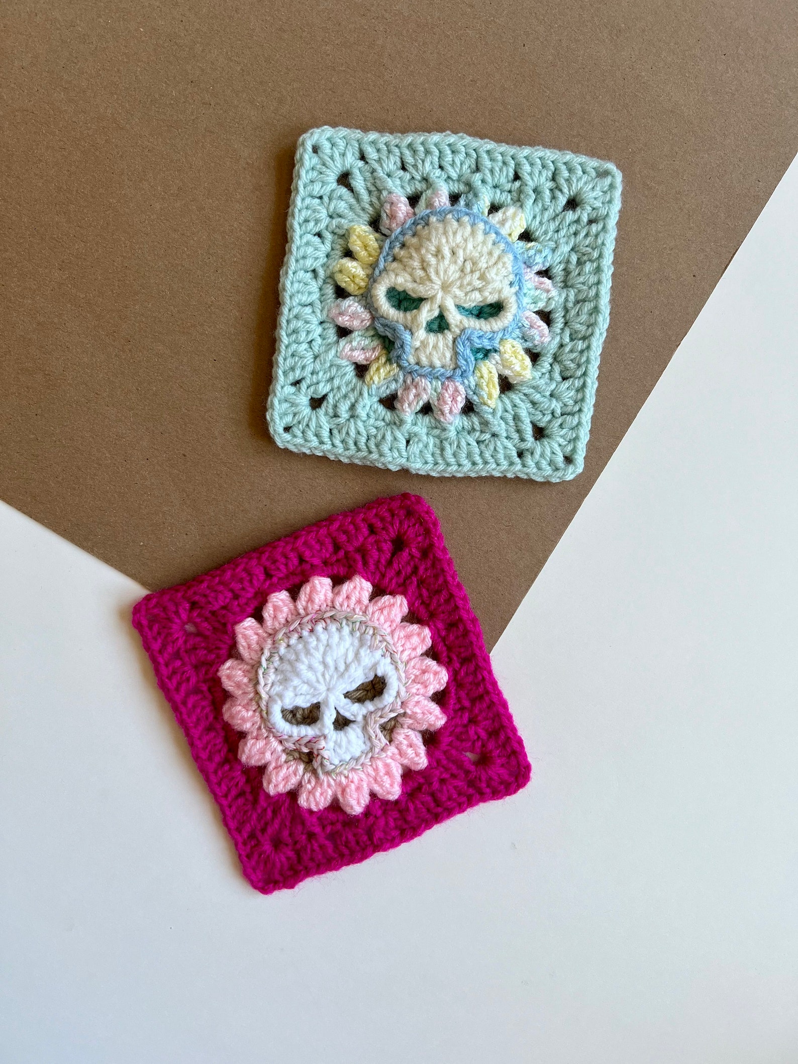 Skull Granny Square: Crochet Skull Sunflower Granny Square PATTERN ...