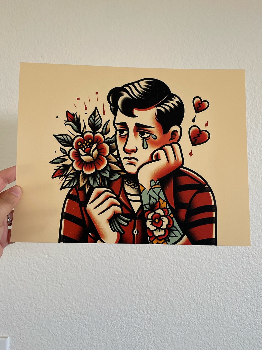 Sad Boy Traditional Tattoo Print - Etsy