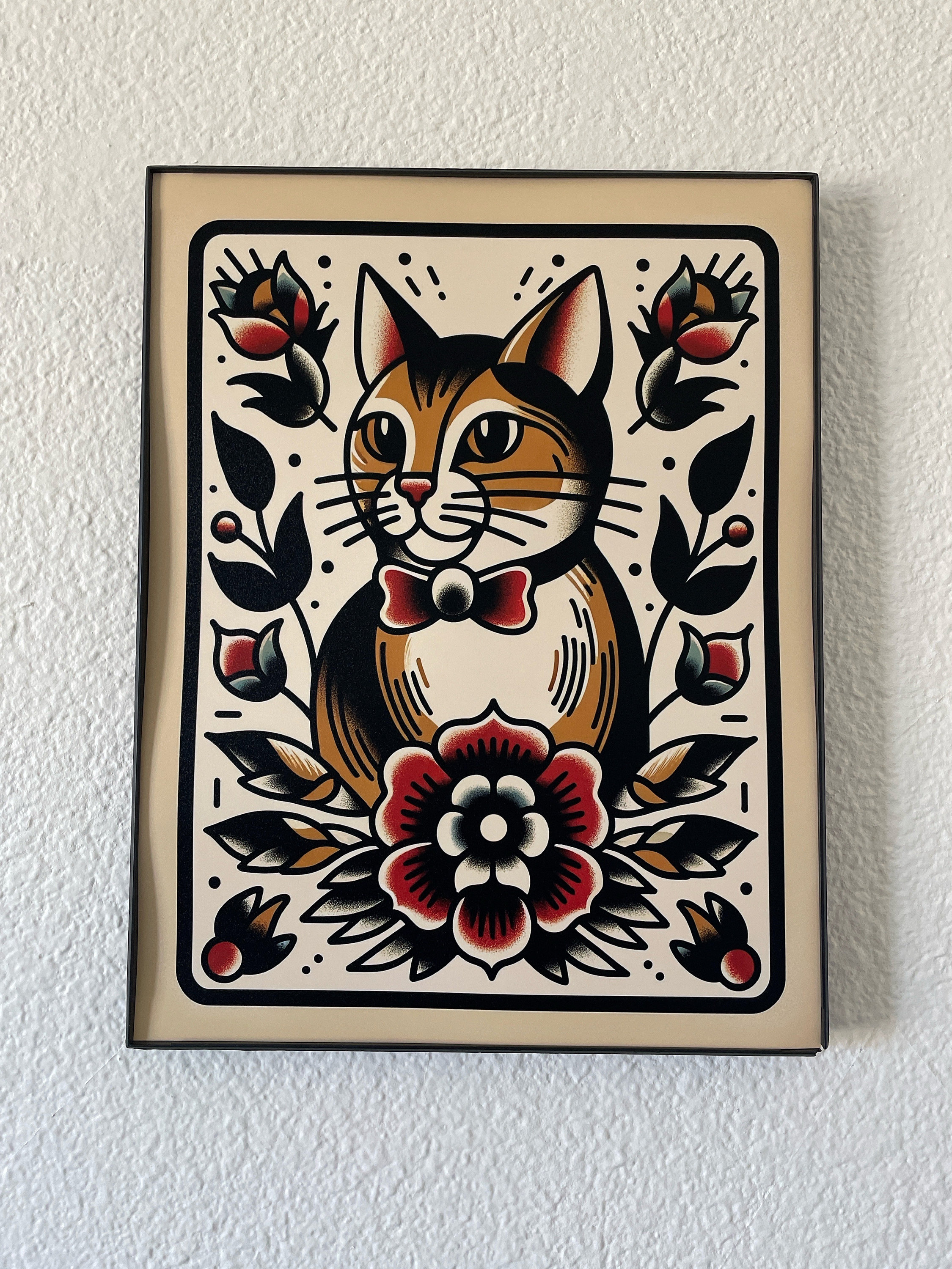 Calico Cat Traditional Tattoo Print - Etsy