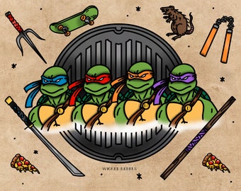 Ninja Turtle Tattoo Flash - Etsy