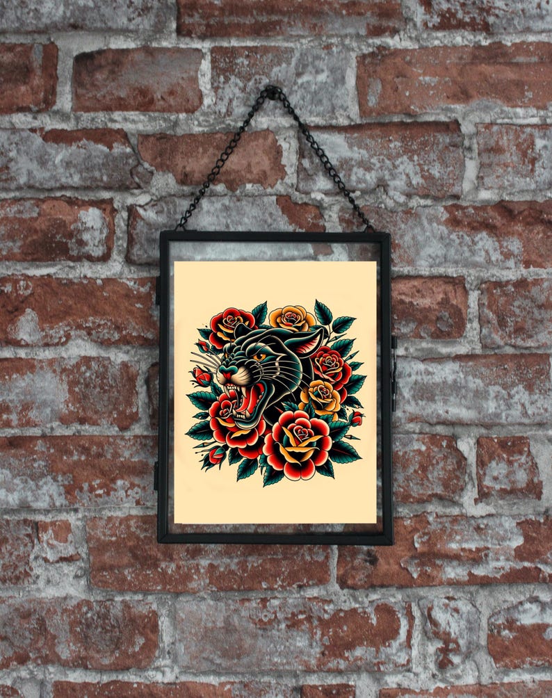 Panther and Roses Digital Download - Etsy