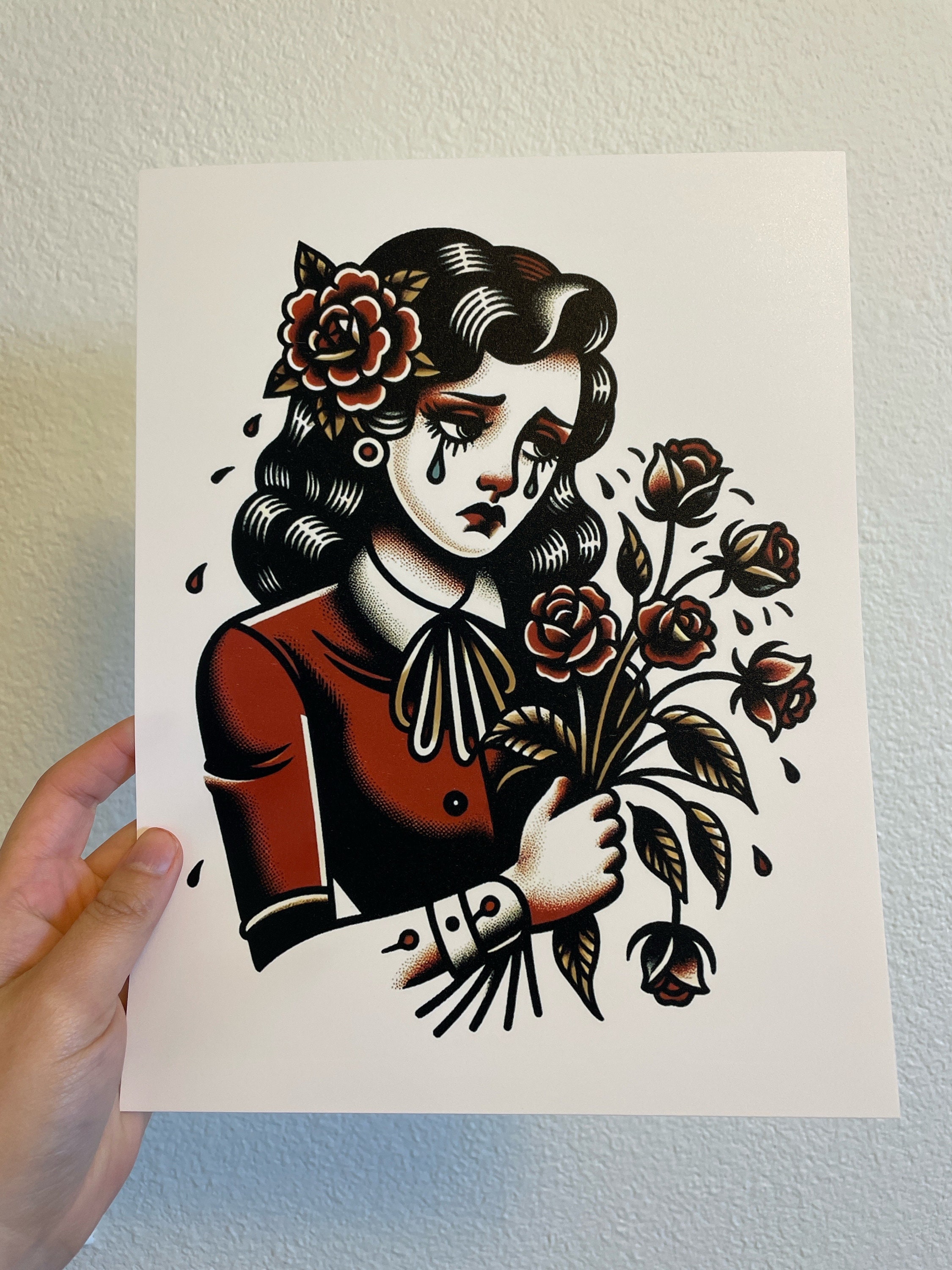 Cry Baby American Traditional Tattoo Flash Design Print , Tattoo Wall ...
