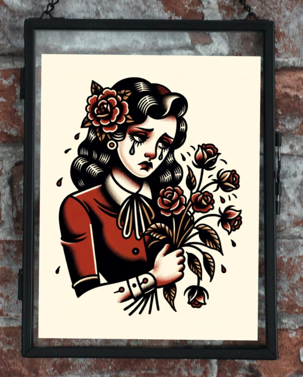 Sad Lady Traditional Tattoo Art Print - Etsy