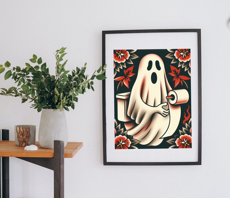Ghost Traditional Tattoo Print - Etsy