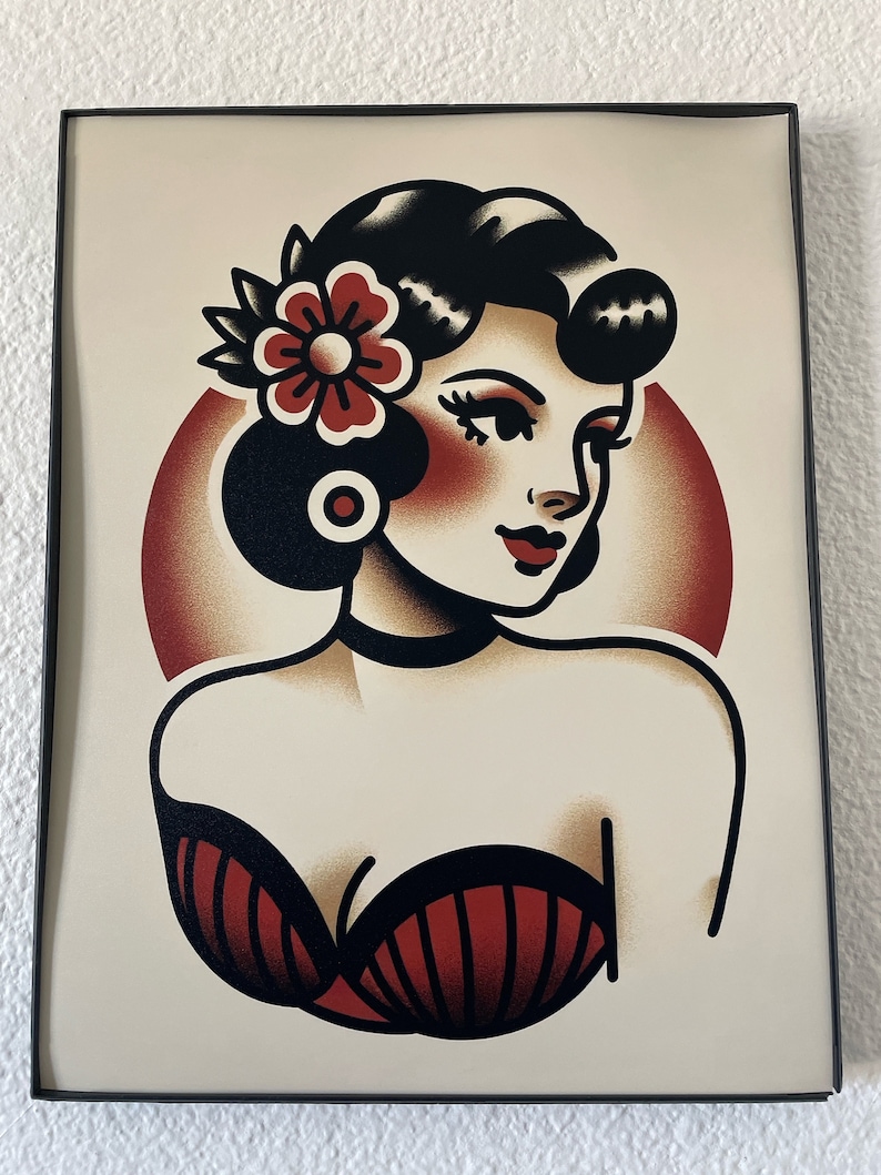 Vintage Pinup Traditional Tattoo Art Print - Etsy