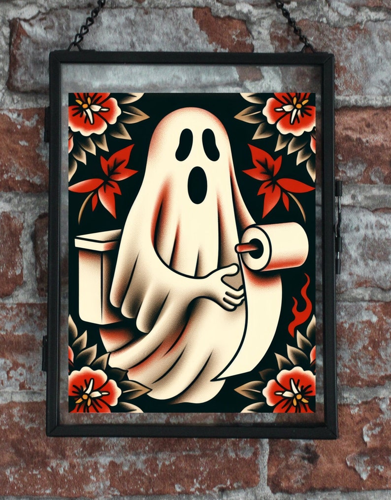 Ghost Traditional Tattoo Print - Etsy
