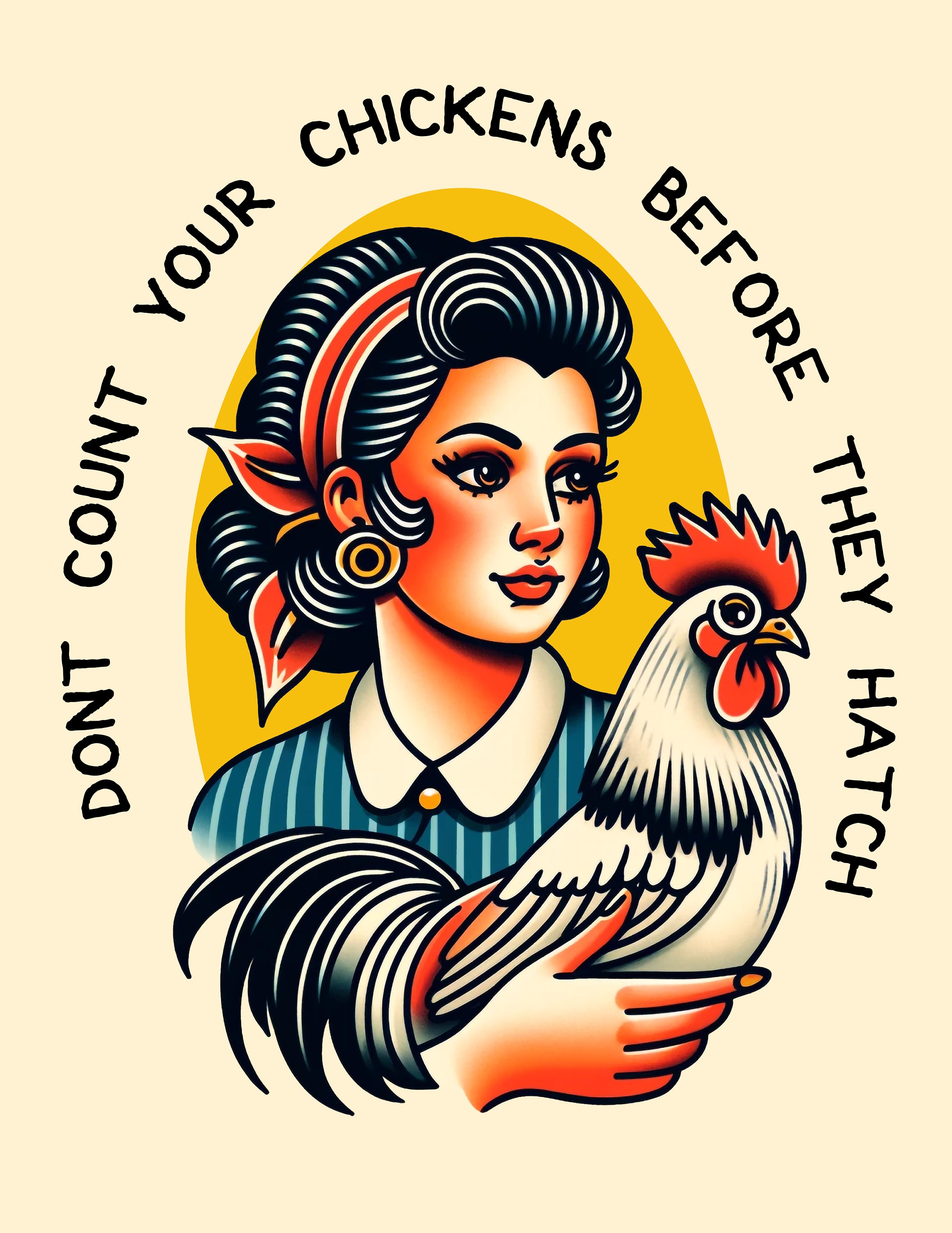 Chicken Lady Traditional Tattoo Art Print - Etsy