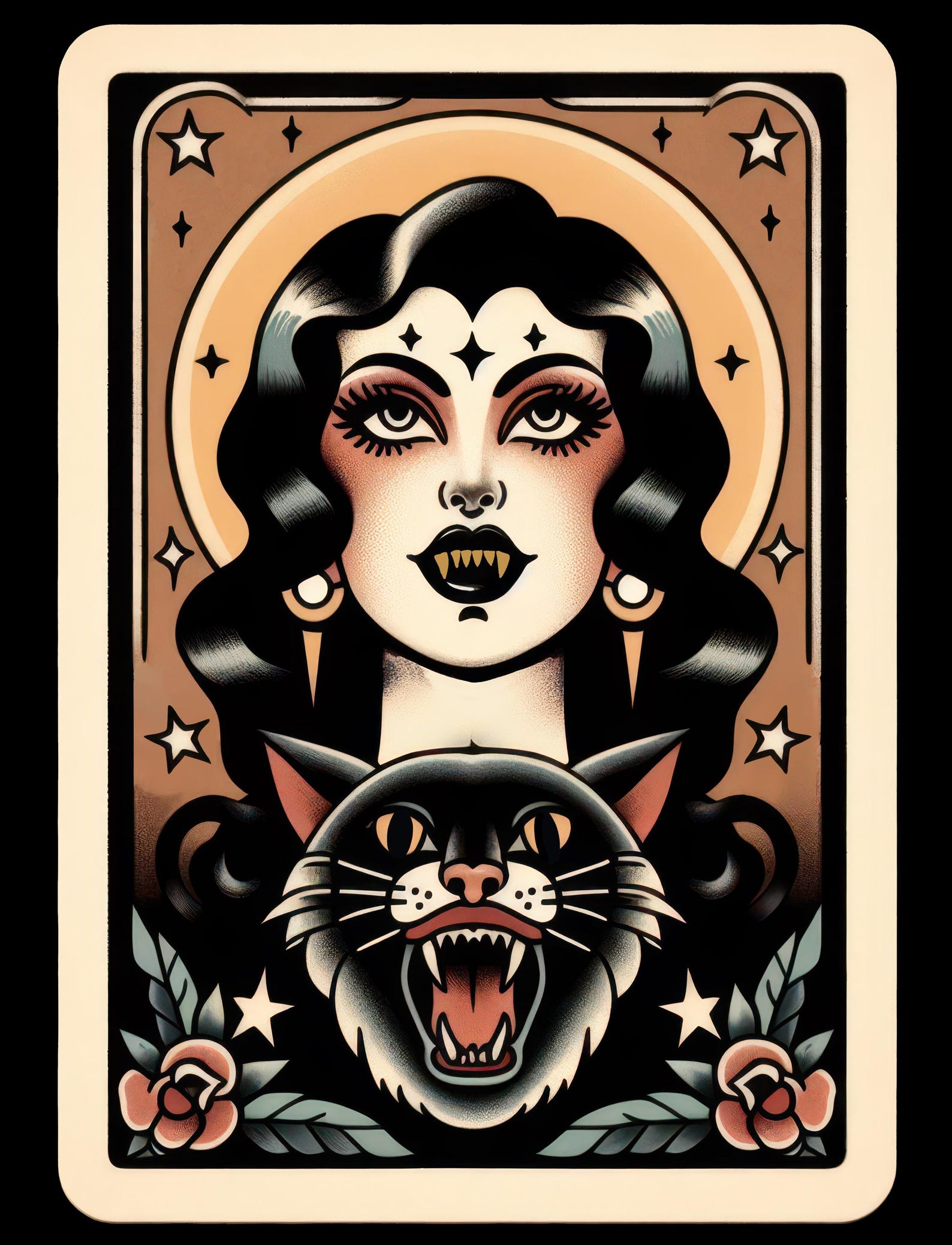 Vampire Traditional Tattoo Art Print - Etsy
