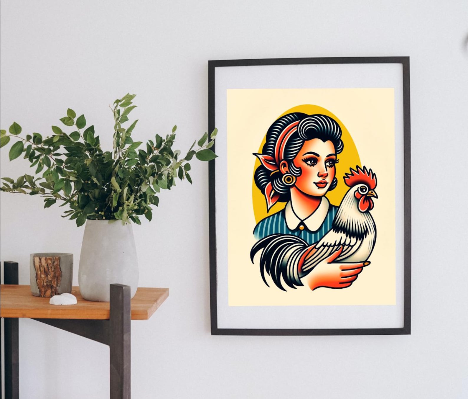 Chicken Lady Traditional Tattoo Art Print - Etsy
