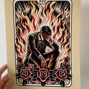 Up in Flames Traditional Art Flash Sheet Tattoo Flash Digital Print ...