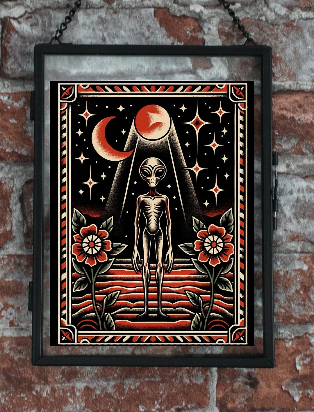 Alien Traditional Tattoo Art Print - Etsy