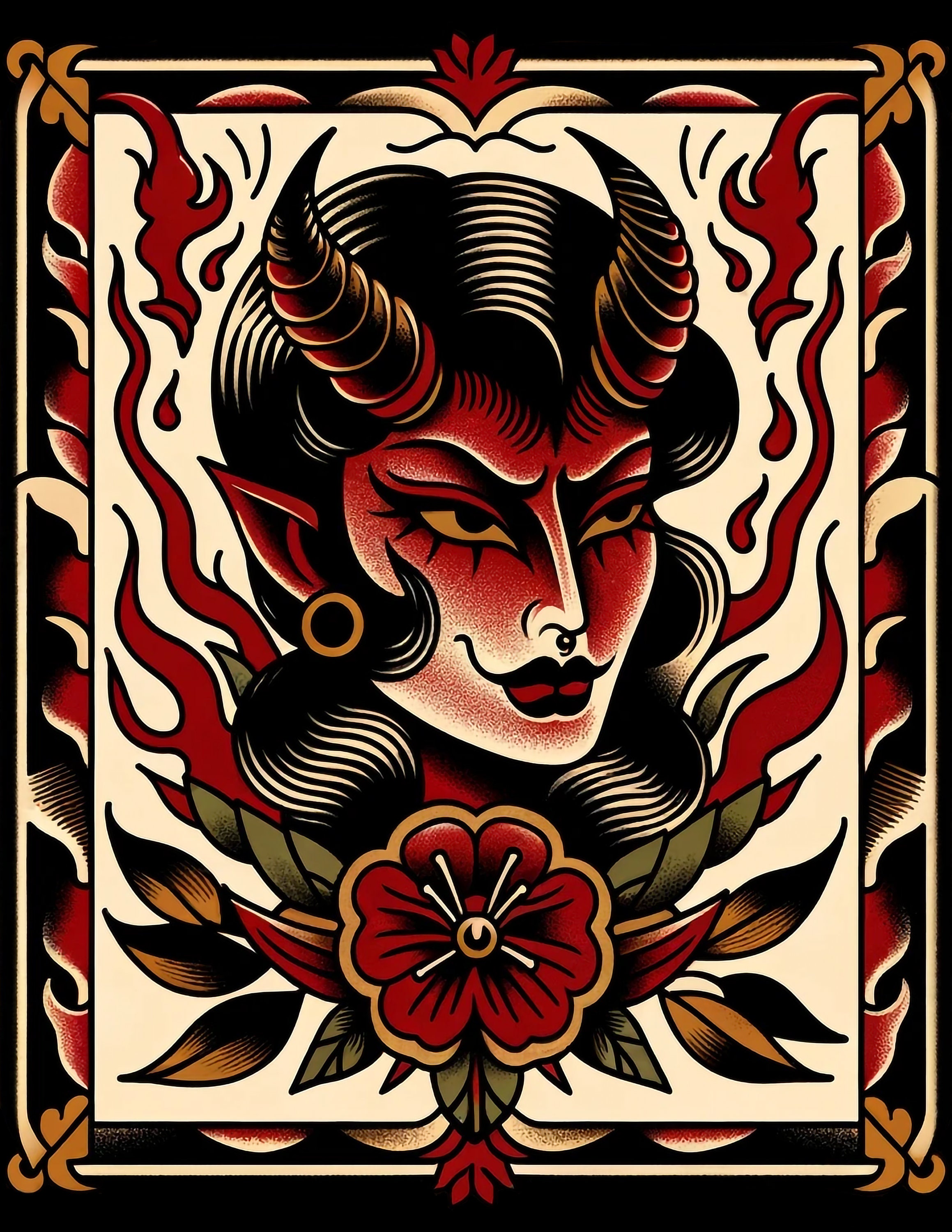 Tatuaggio Tradizionale Donna Diavolo