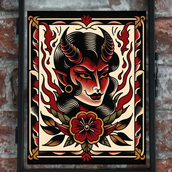 Devil Cartoon Tattoo - Etsy