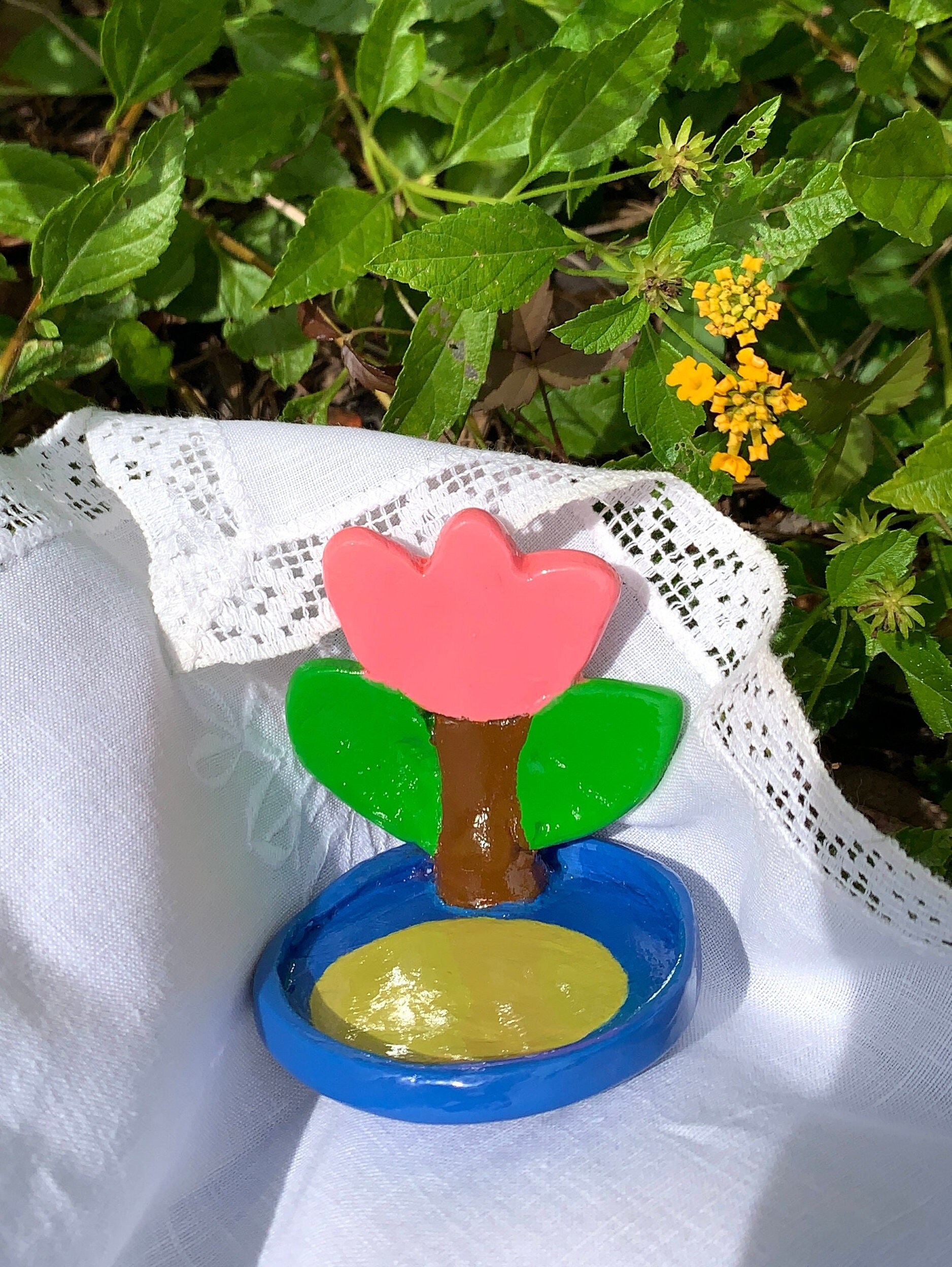 Flower Clay Dish-air Dry Clay Jewelry Trinket Tray- by Handmade ...