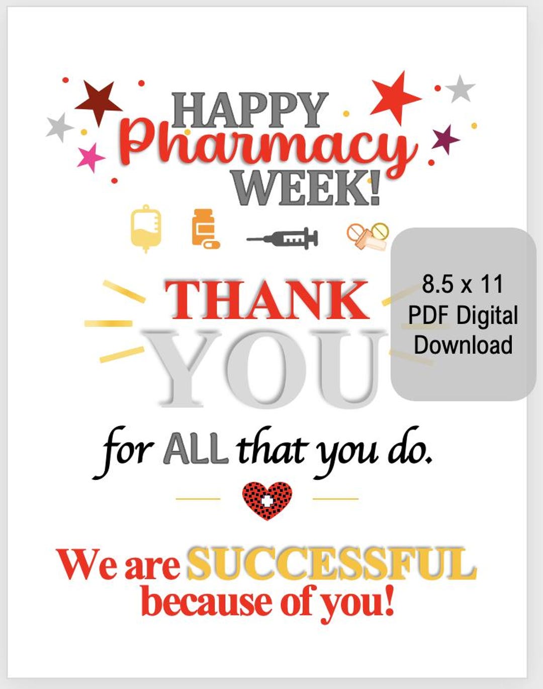 Pharmacy Week Printable PDF - Poster, Decoration, Sign, Card, Gift ...