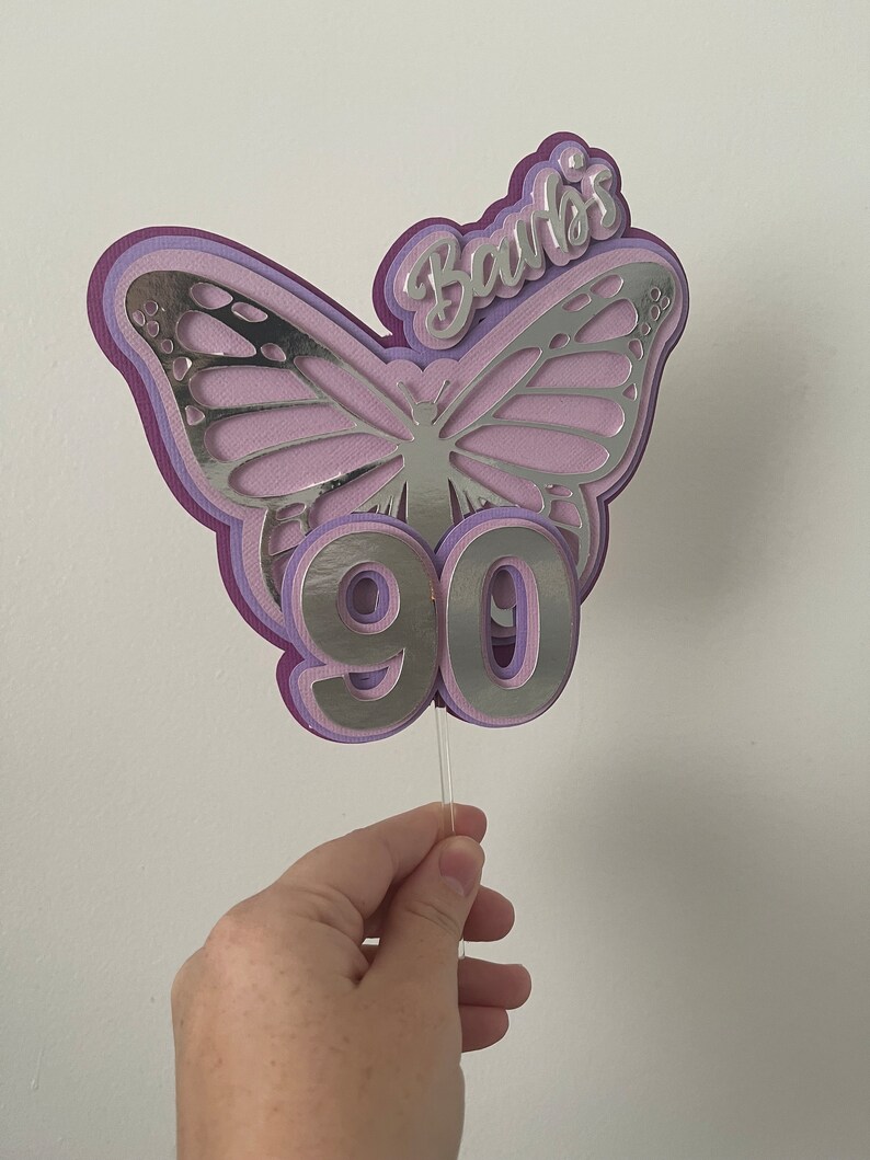 Butterfly Themed Birthday Number Cardstock Cake Topper With Name ...