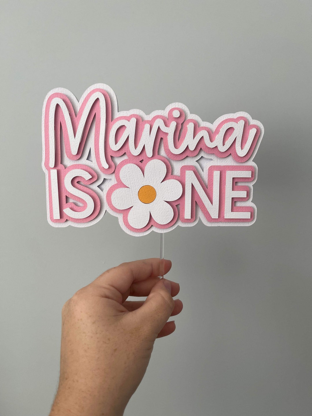 Daisy Themed Birthday Cardstock Cake Topper With Name - Etsy