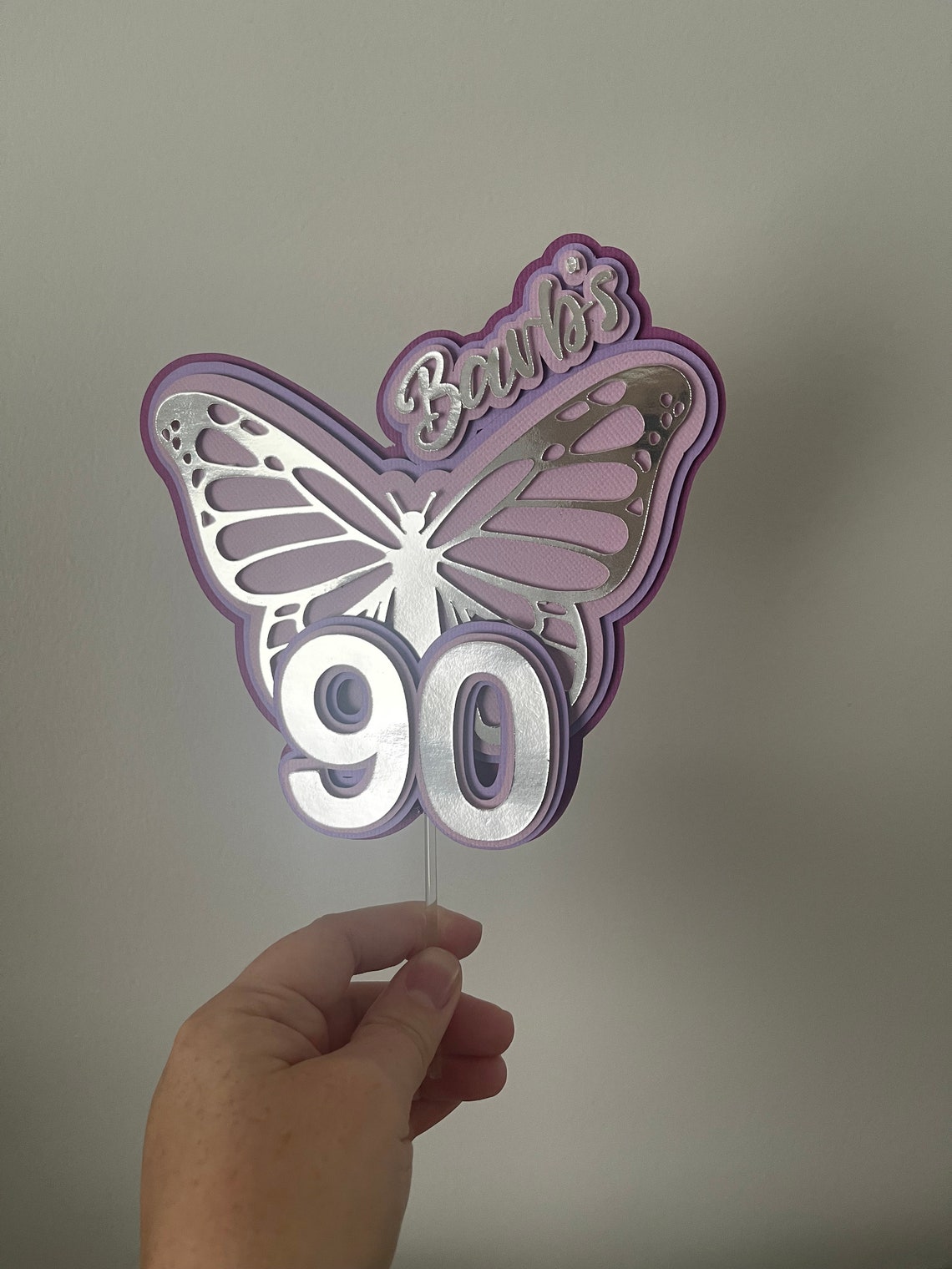 Butterfly Themed Birthday Number Cardstock Cake Topper With Name ...