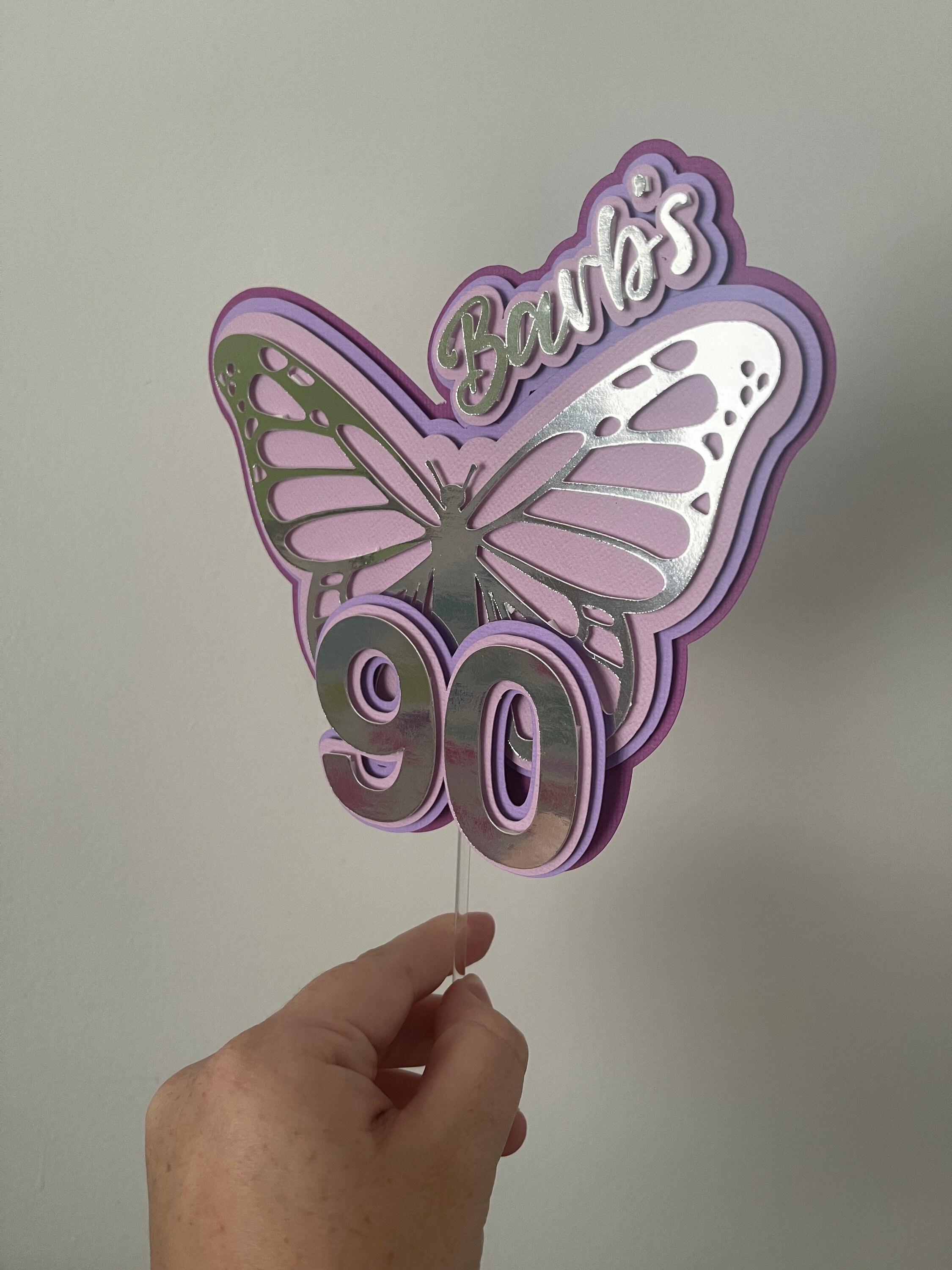 Butterfly Themed Birthday Number Cardstock Cake Topper With Name ...