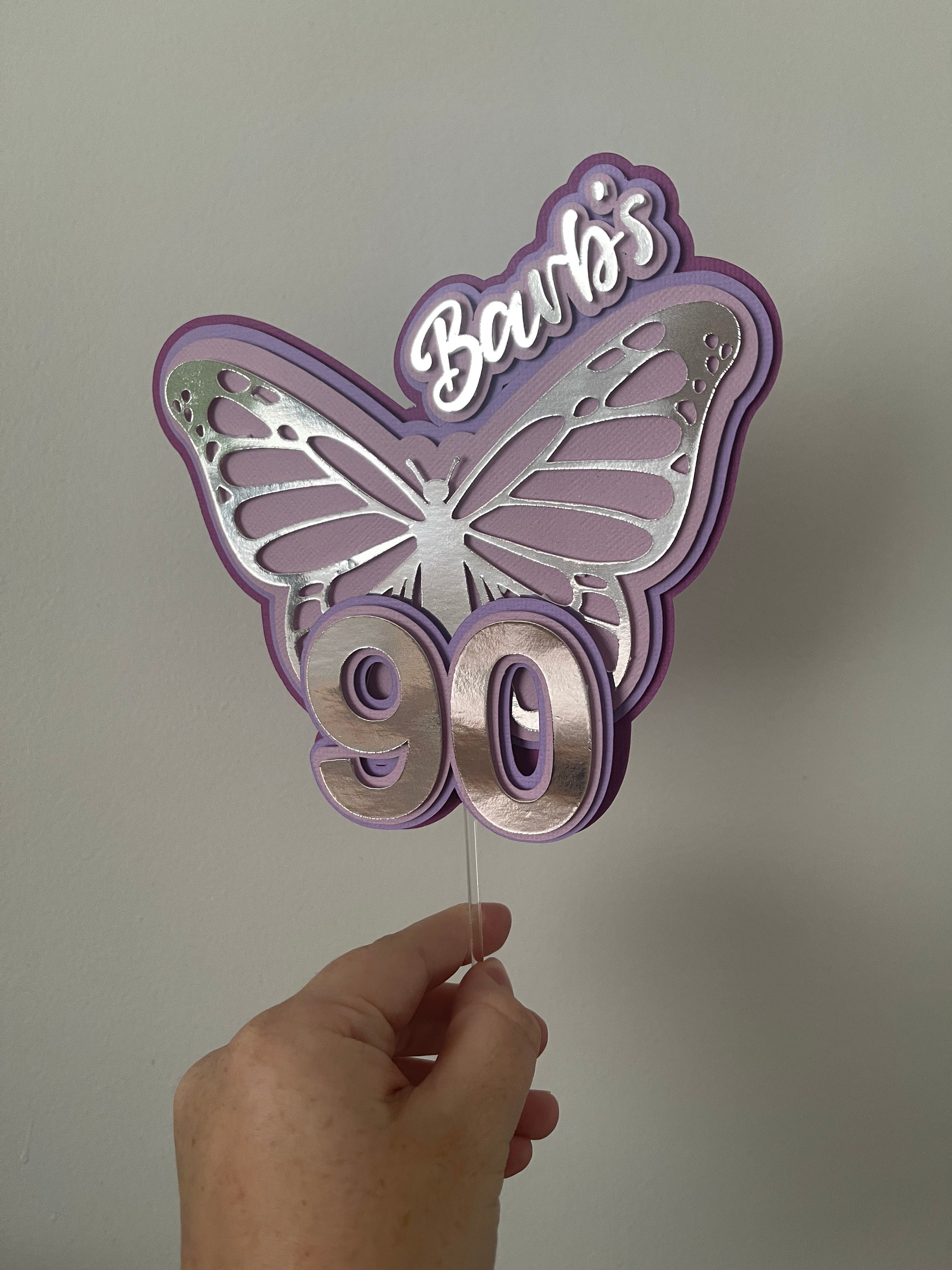 Butterfly Themed Birthday Number Cardstock Cake Topper With Name ...