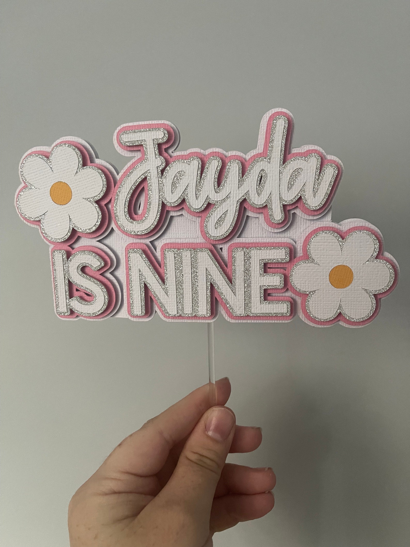 Daisy Themed Birthday Cardstock Cake Topper With Name - Etsy