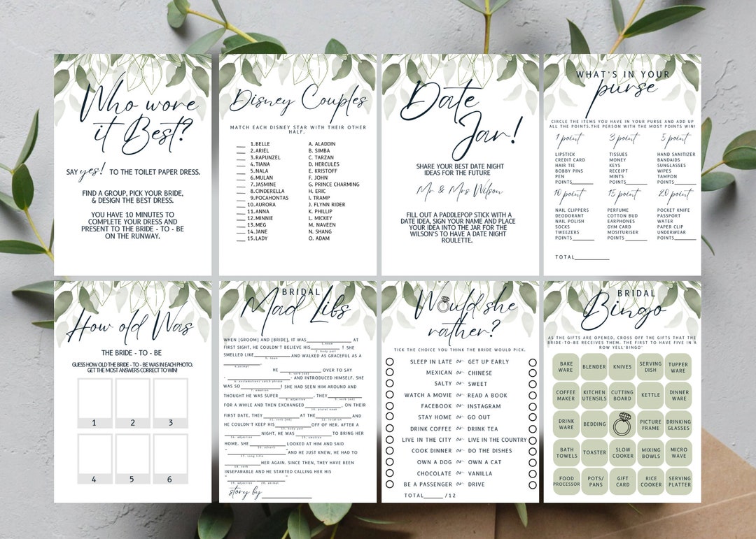 33 Editable Bridal Shower Games and Signs, Bridal Shower Games and ...